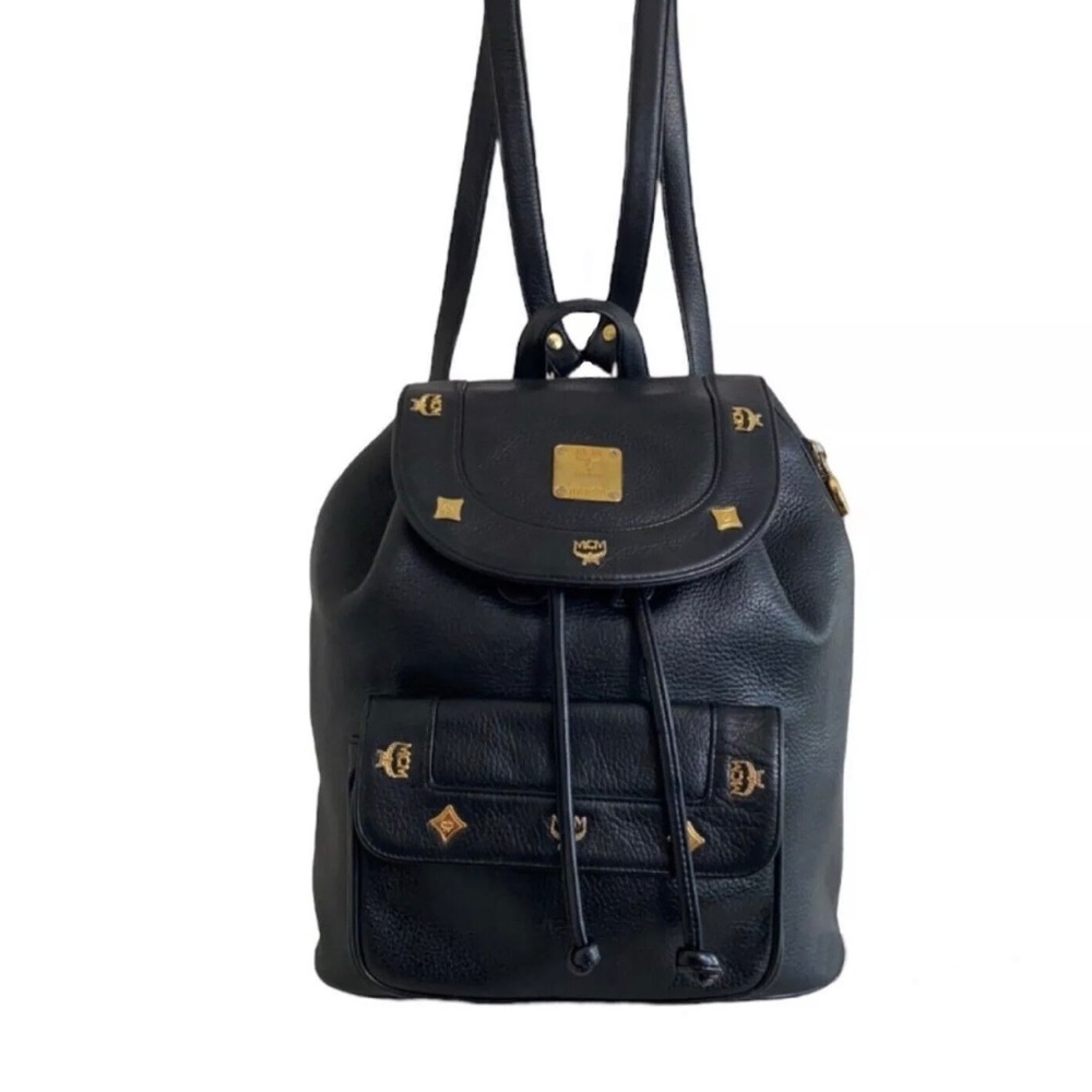 Authentic Vintage Mcm Black Leather Backpack - Gem
